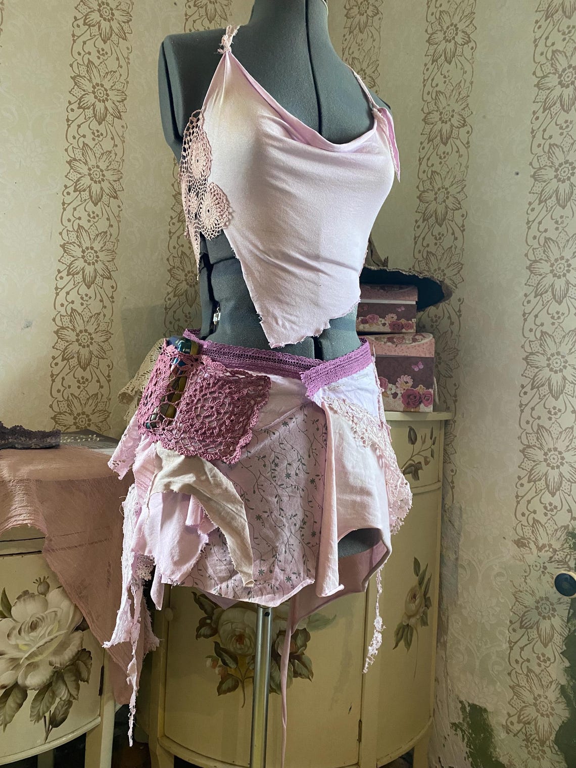 Rose Fairy Dryad Outfit Top and Skirt Handmade Slow Fashion Organic ...