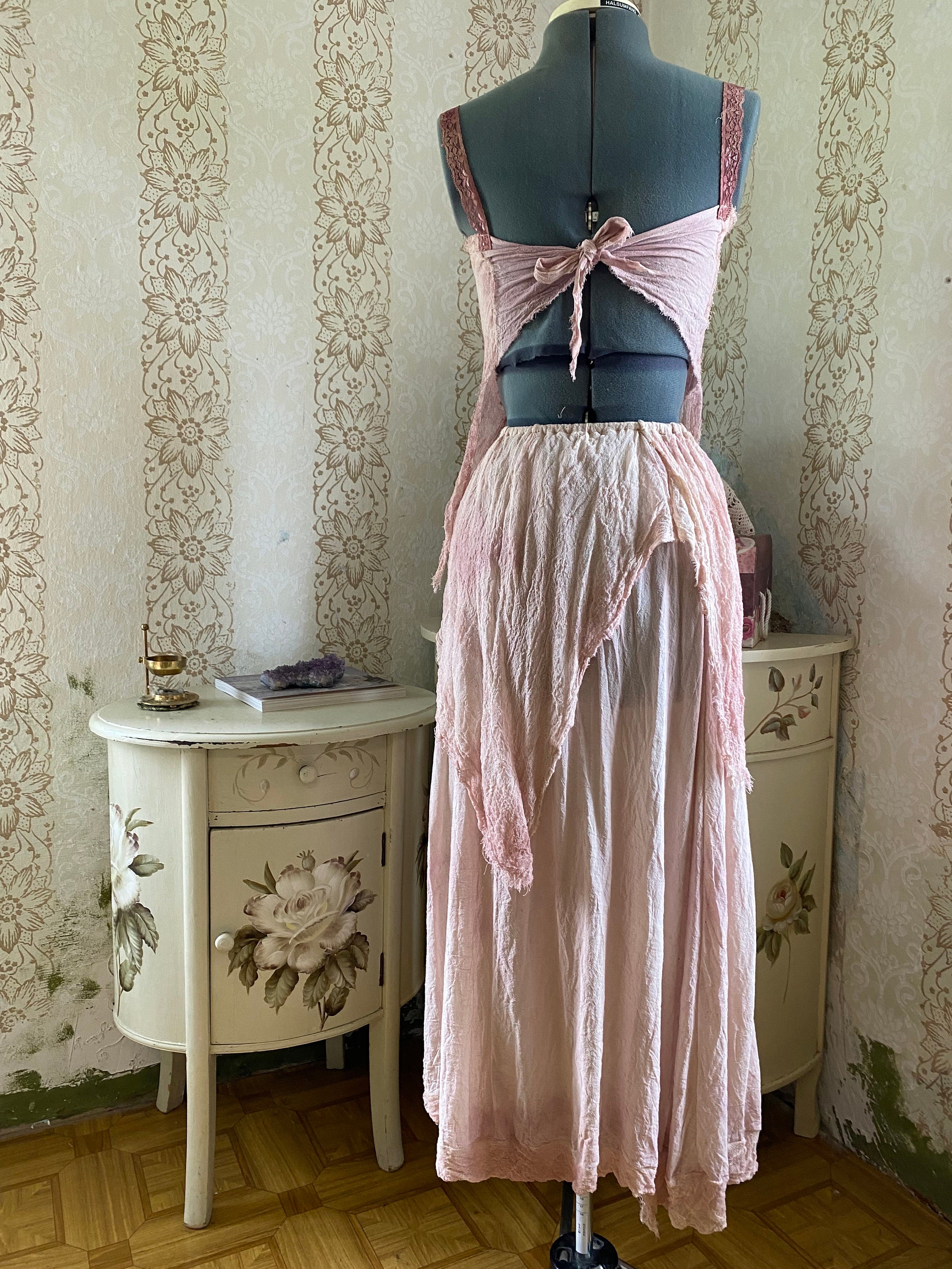 Rose Nymph Outfit Skirt Top Plantdyed Organic Cotton Lace Tattered ...