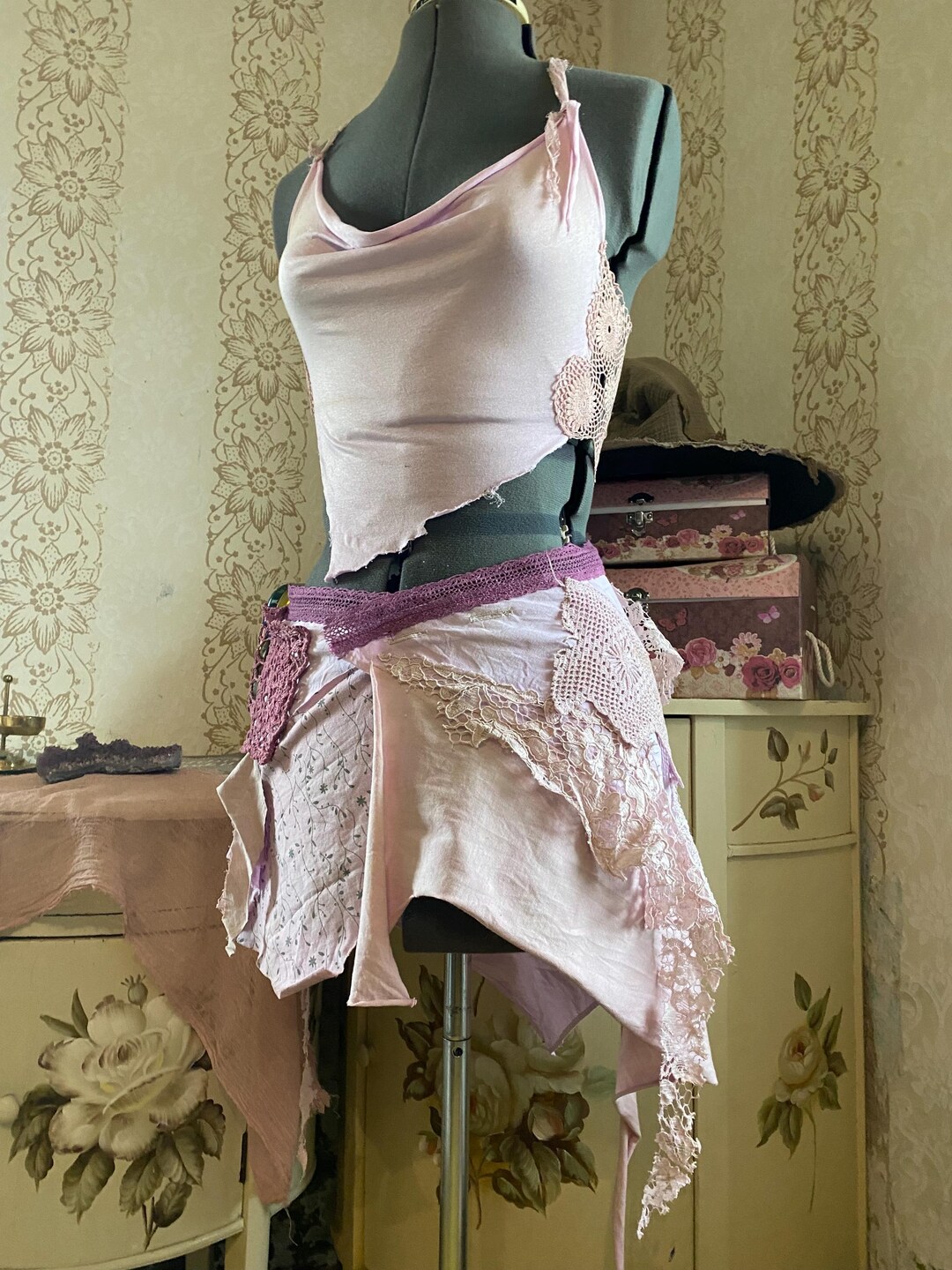 Rose Fairy Dryad Outfit Top and Skirt Handmade Slow Fashion Organic ...