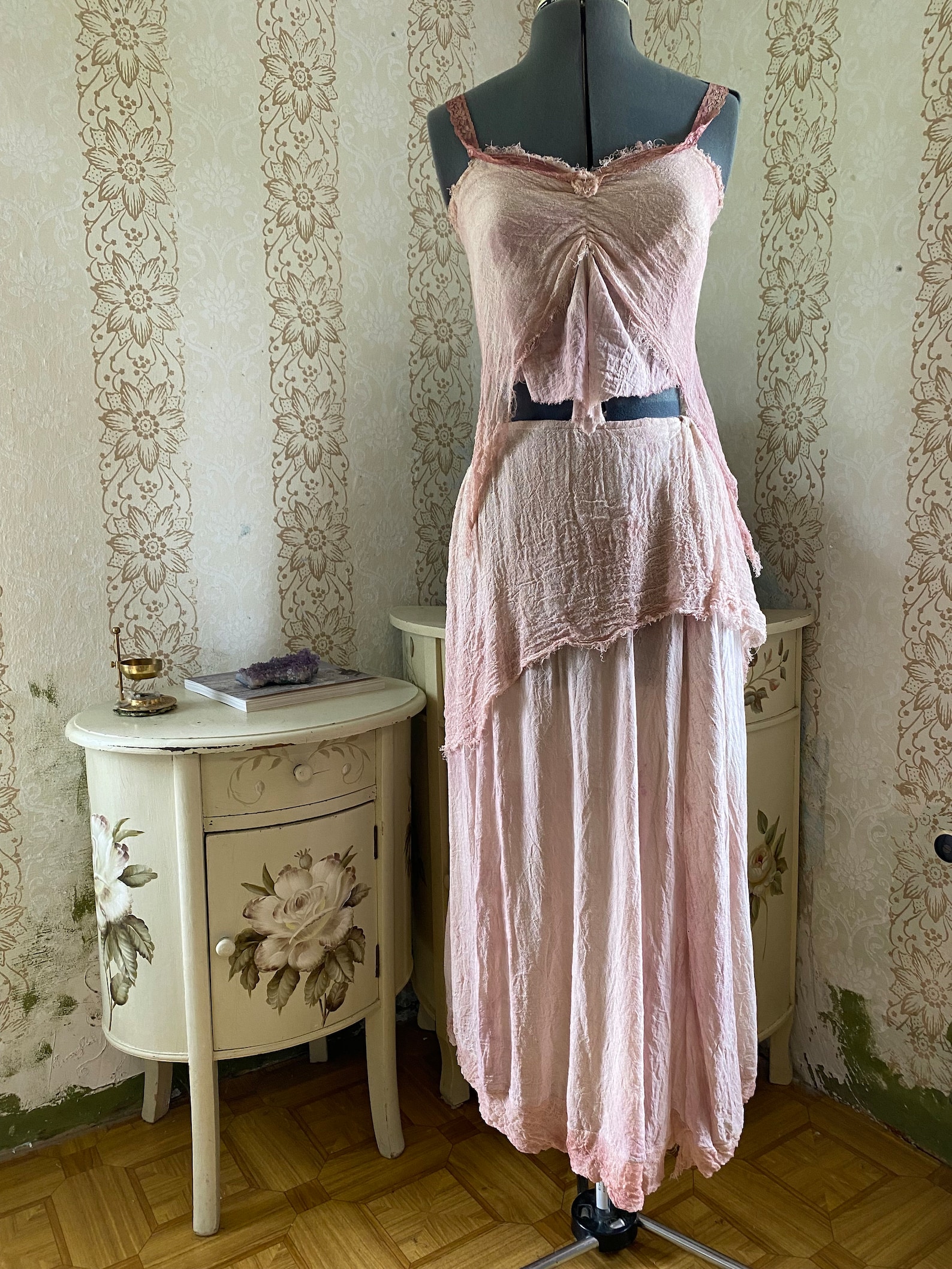 Rose Nymph Outfit Skirt Top Plantdyed Organic Cotton Lace Tattered ...