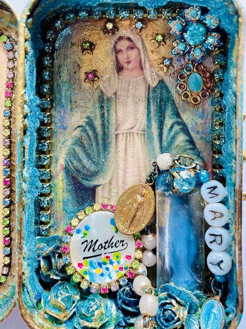 Sold Request Custom Order Blessed Mother Virgin Mary Assemblage Shrine ...