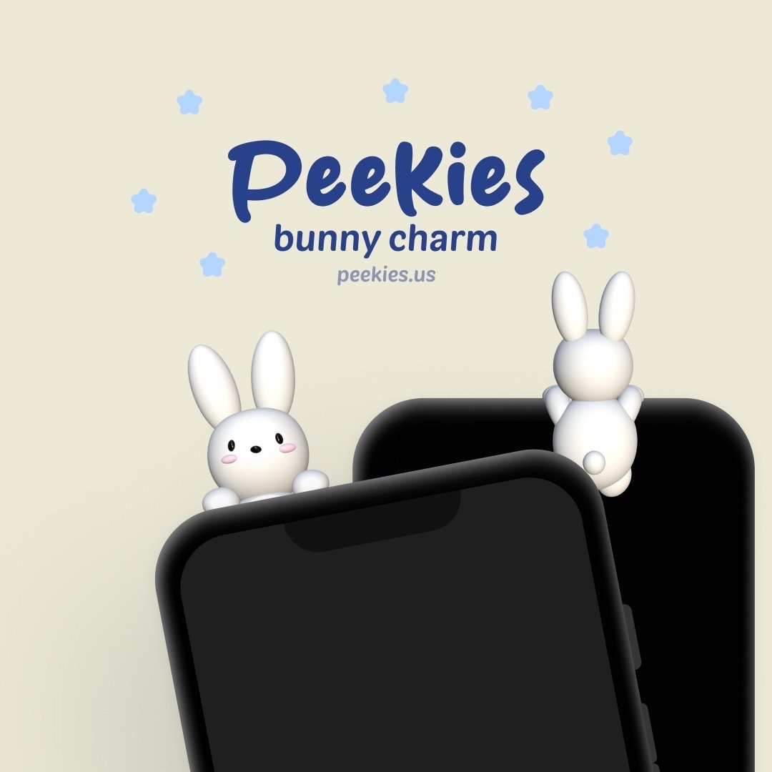 PEEKIES Bunny Peeking Sticker Phone Charm Cute Gift Tech Accessories - Etsy