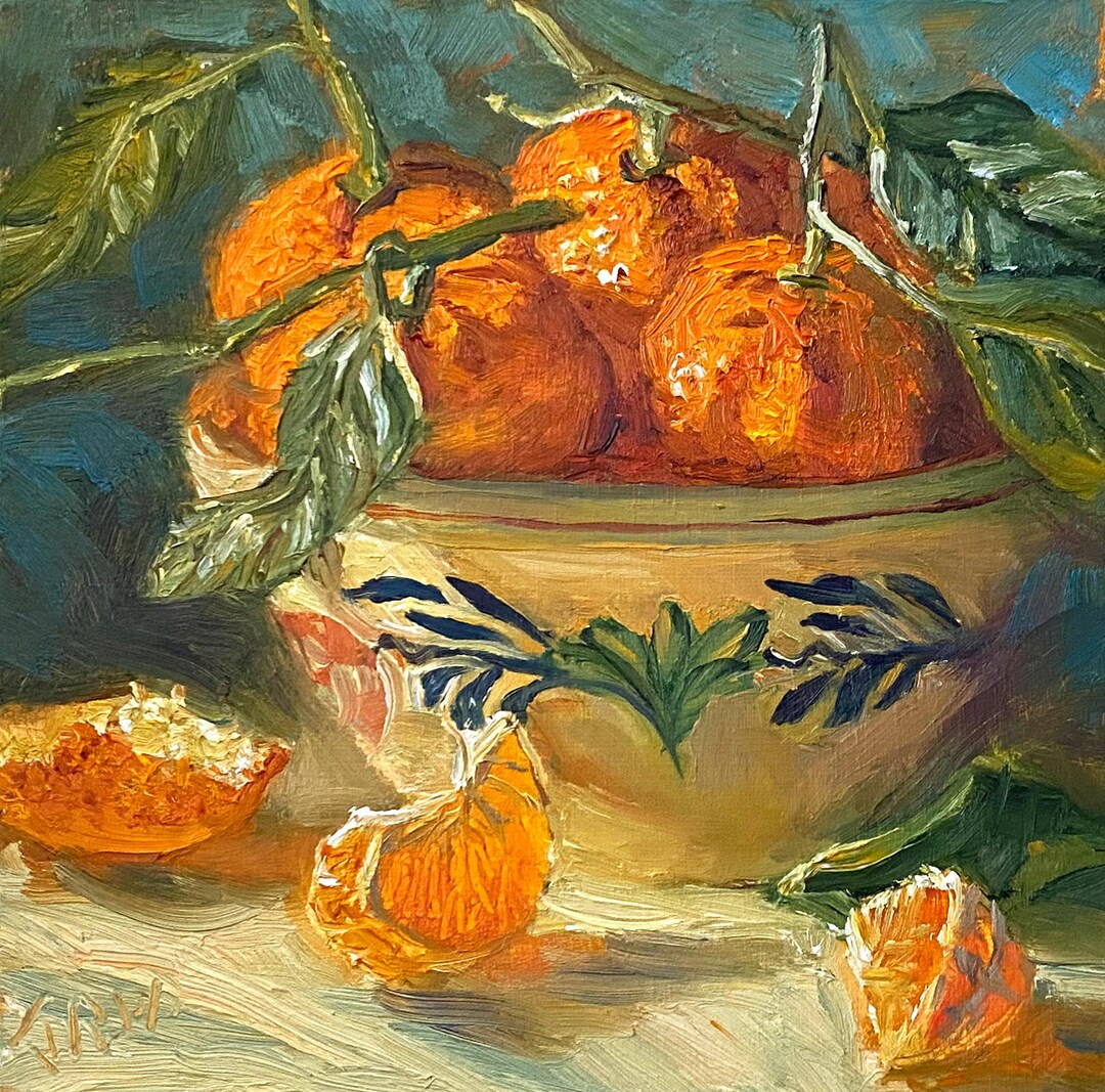 Satsumas in a Vintage Bowl Oil Painting | 6 X 6 | Original Still Life ...