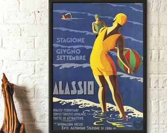 Vintage travel poster Italy Italian retro art deco decor wall | Etsy