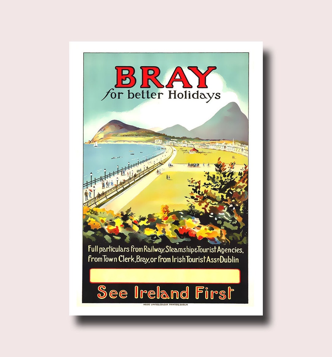 Wall Art Ireland Travel Print Ireland Poster Irish Print Travel Decor Travel Vintage Hotel Decor
