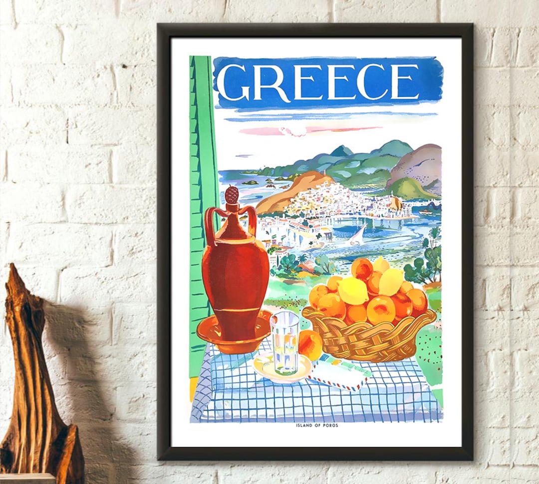 Greece Poster 1948 Greek Print Vintage Greece Travel Poster Retro Home ...