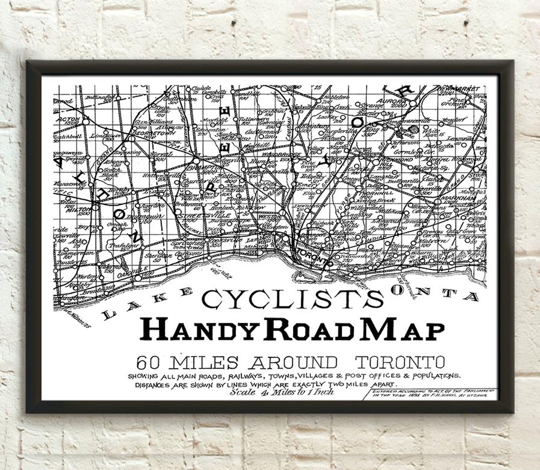 Cycle Paths Toronto Cycling Poster Bicycle Cycling Map - Etsy