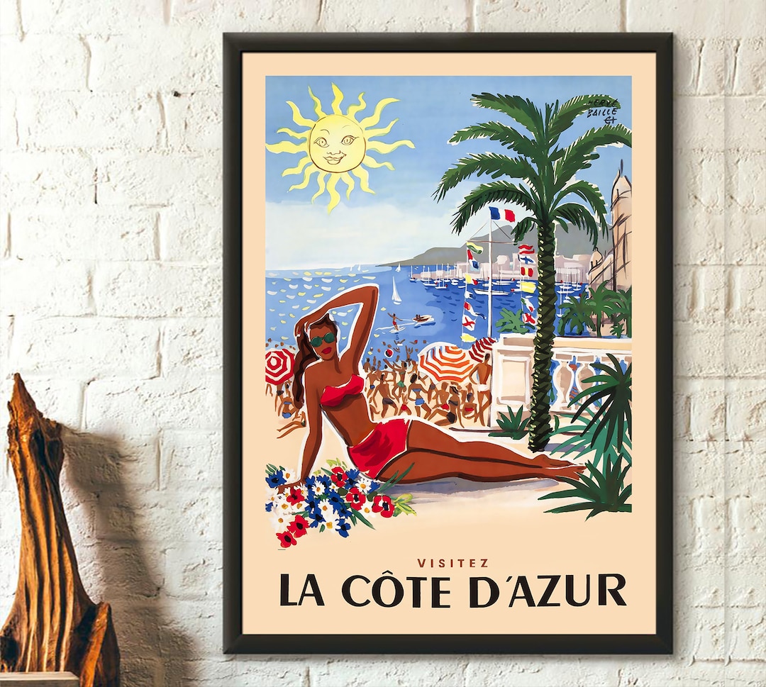 French Riviera Poster Côte D'azur Poster Travel Print South of France ...