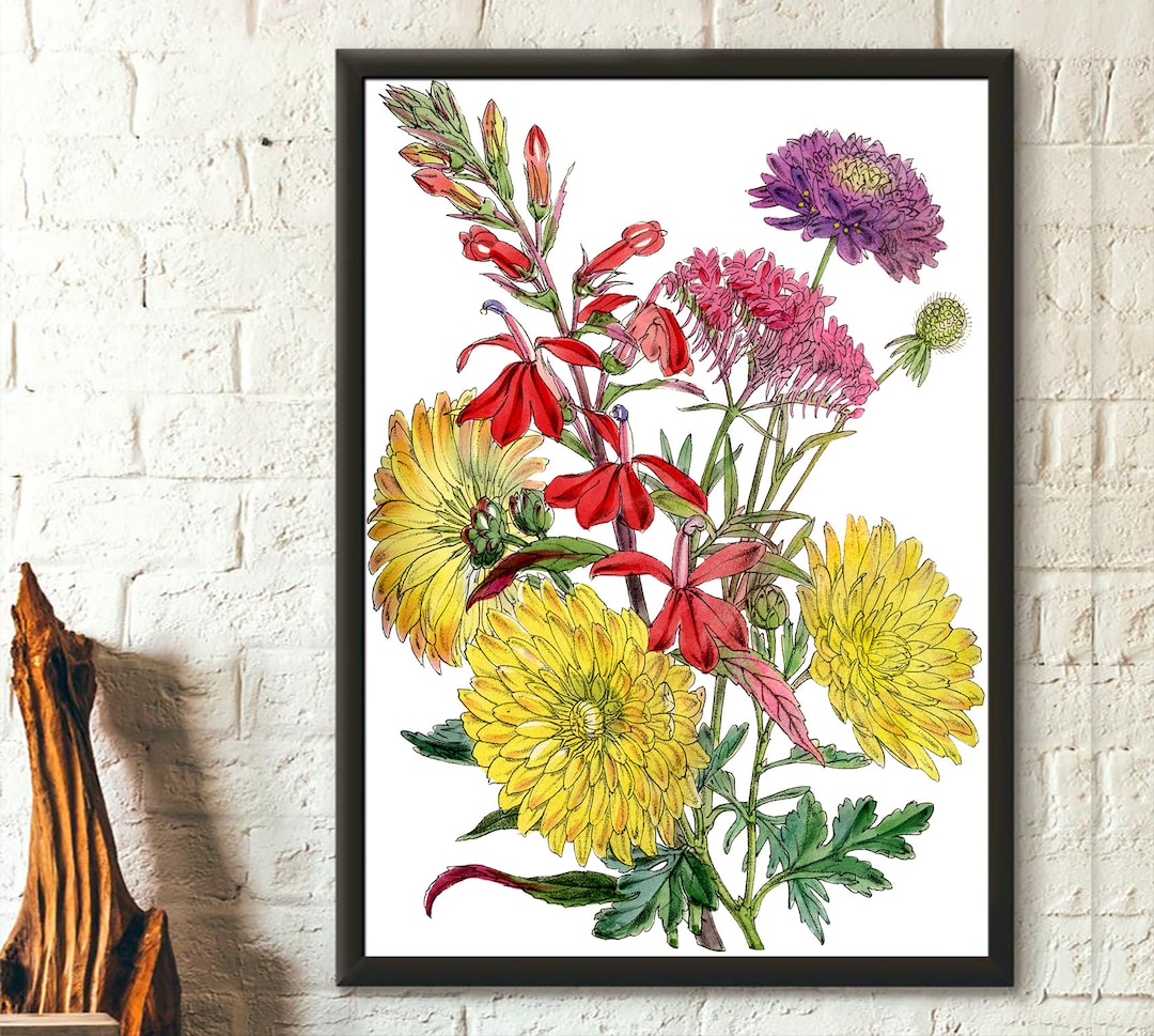 Vintage Fall Flower Print Vintage Botanical Prints Flower Print ...