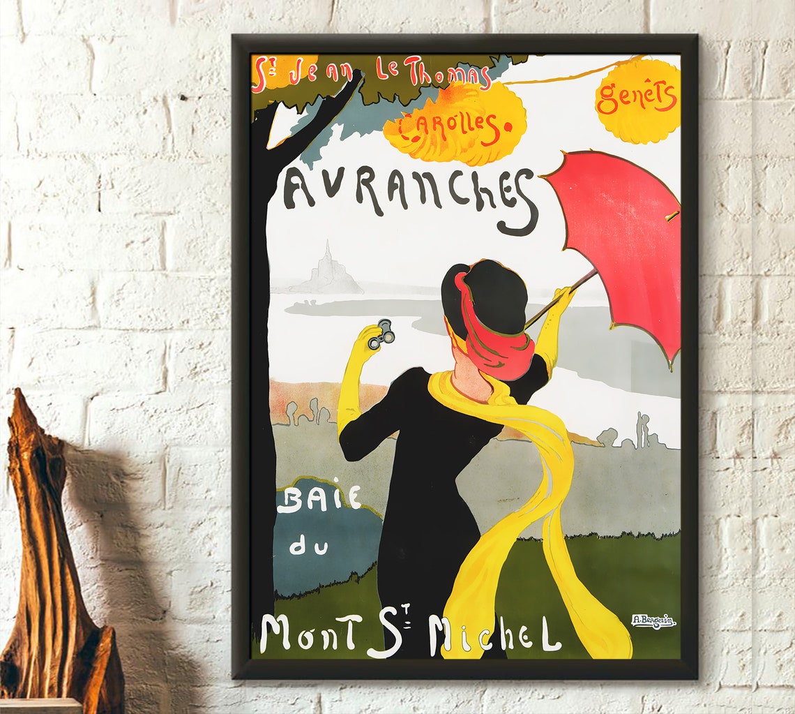 Avranches Mont St. Michel Vintage Travel Poster Birthday | Etsy