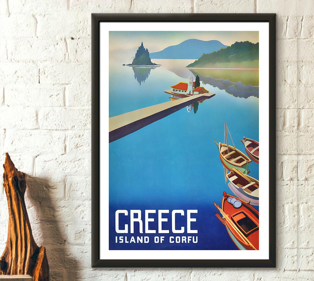 Greece Travel Poster Corfu Print Greece Poster Travel Wall Art Corfu ...