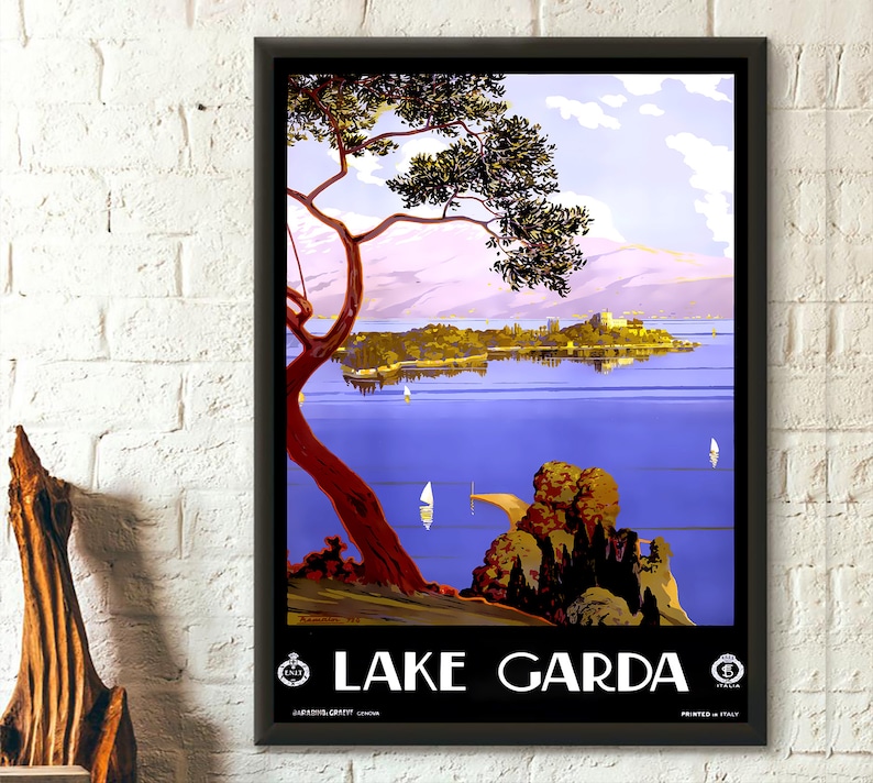 Italy Travel Print 1924 Travel Poster Lake Garda Poster | Etsy