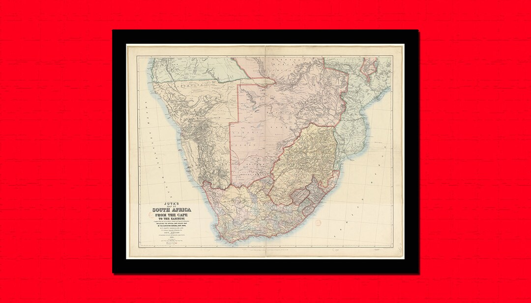 Wall Art Old Map of South Africa Old Map Art Reproduction Office ...