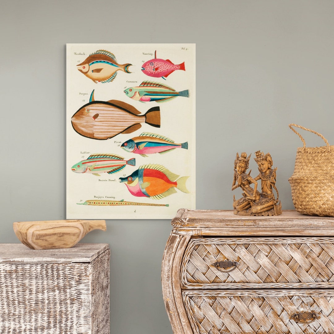 Wall Art Vintage Fish Print Botanical Wall Art Fish Poster Living Room ...