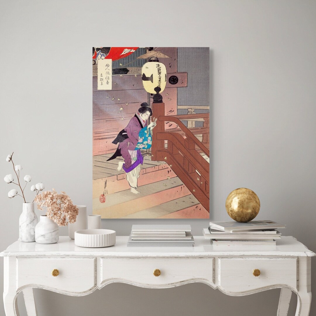 Wall Art Visiting the Temple Barefoot 1898 Ogata Gekko Art Print ...