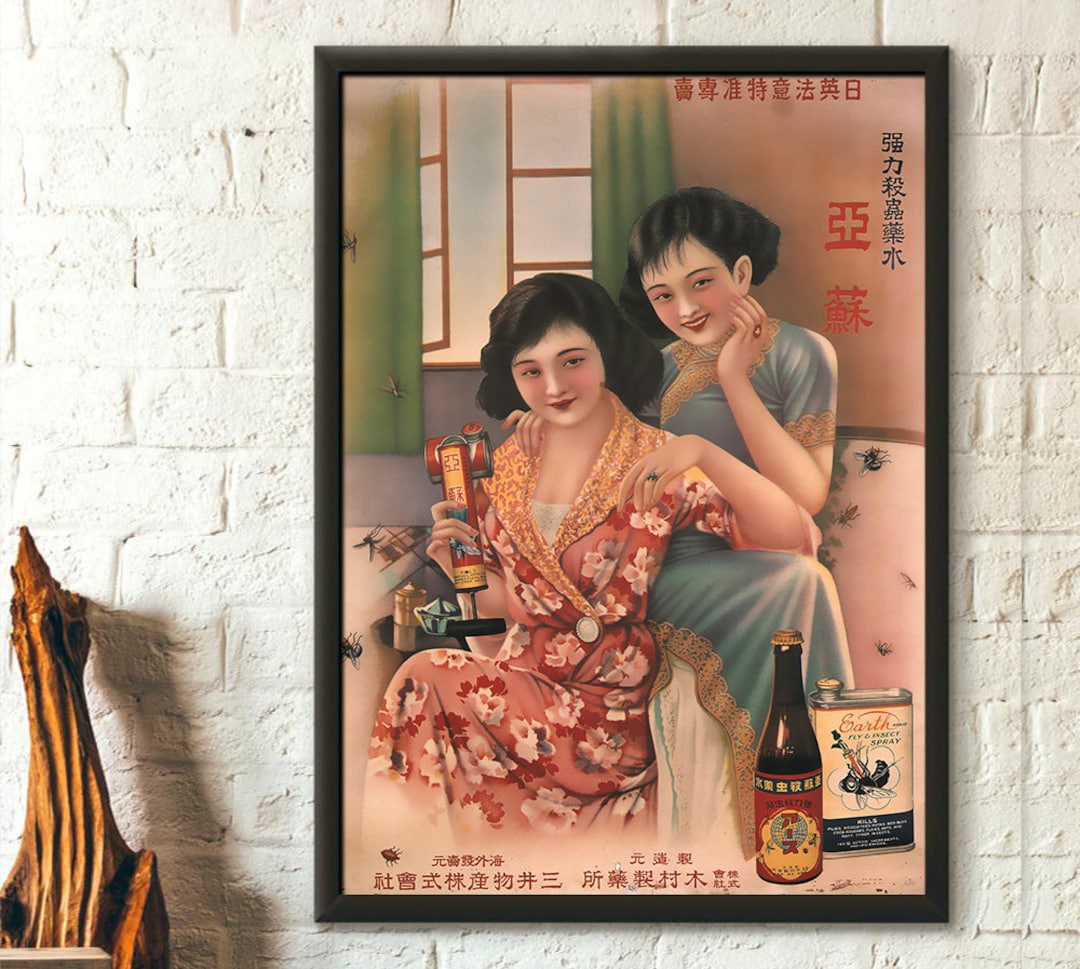 Vintage Chinese Advertisement Print Earth Brand Fly Insect - Etsy Sweden