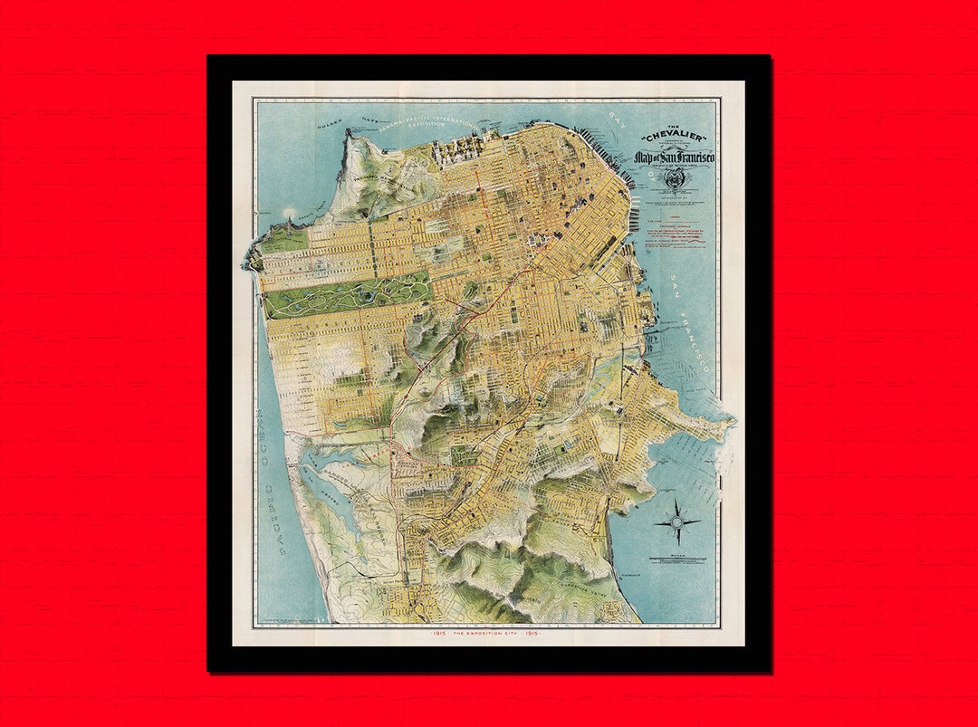 Old Map of the Chevalier Map San Francisco Old Map Art - Etsy UK