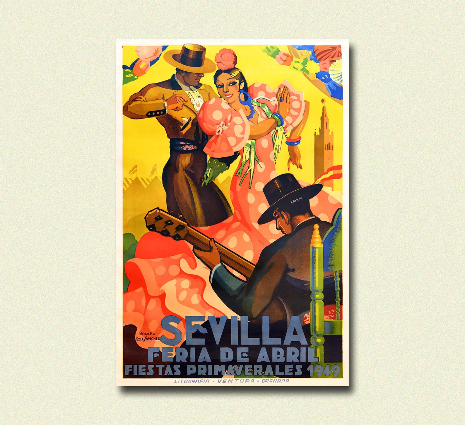 Feria De Sevilla 1949 Vintage Travel Poster Sevilla Poster - Etsy