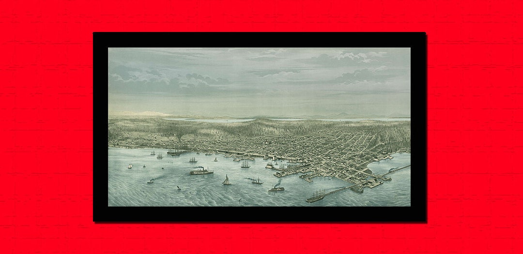 Old Map Seattle 1878 Seattle Map Wall Art Seattle Poster Map Poster ...