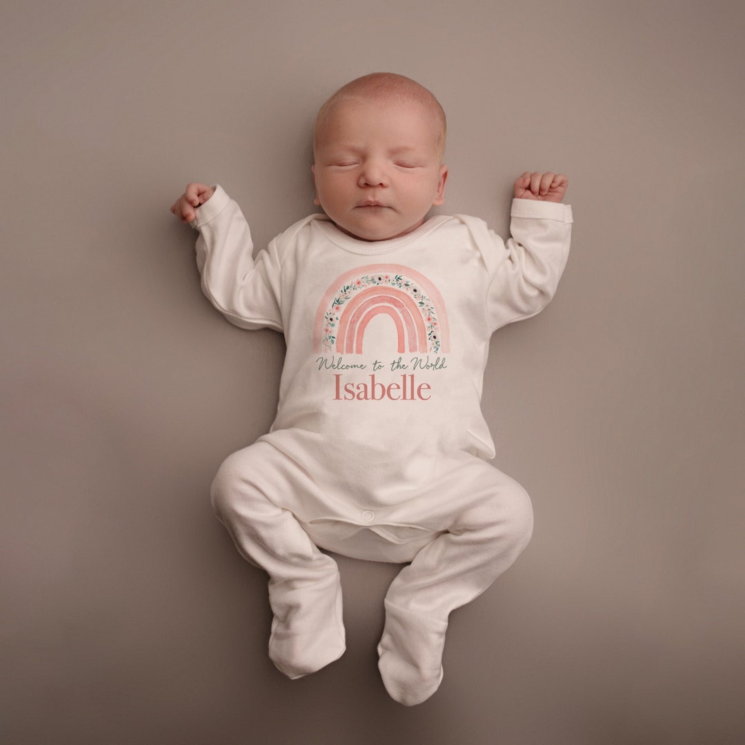 Personalised Hello World Babygrow Sleepsuit, Vest, New Girl Gift ...