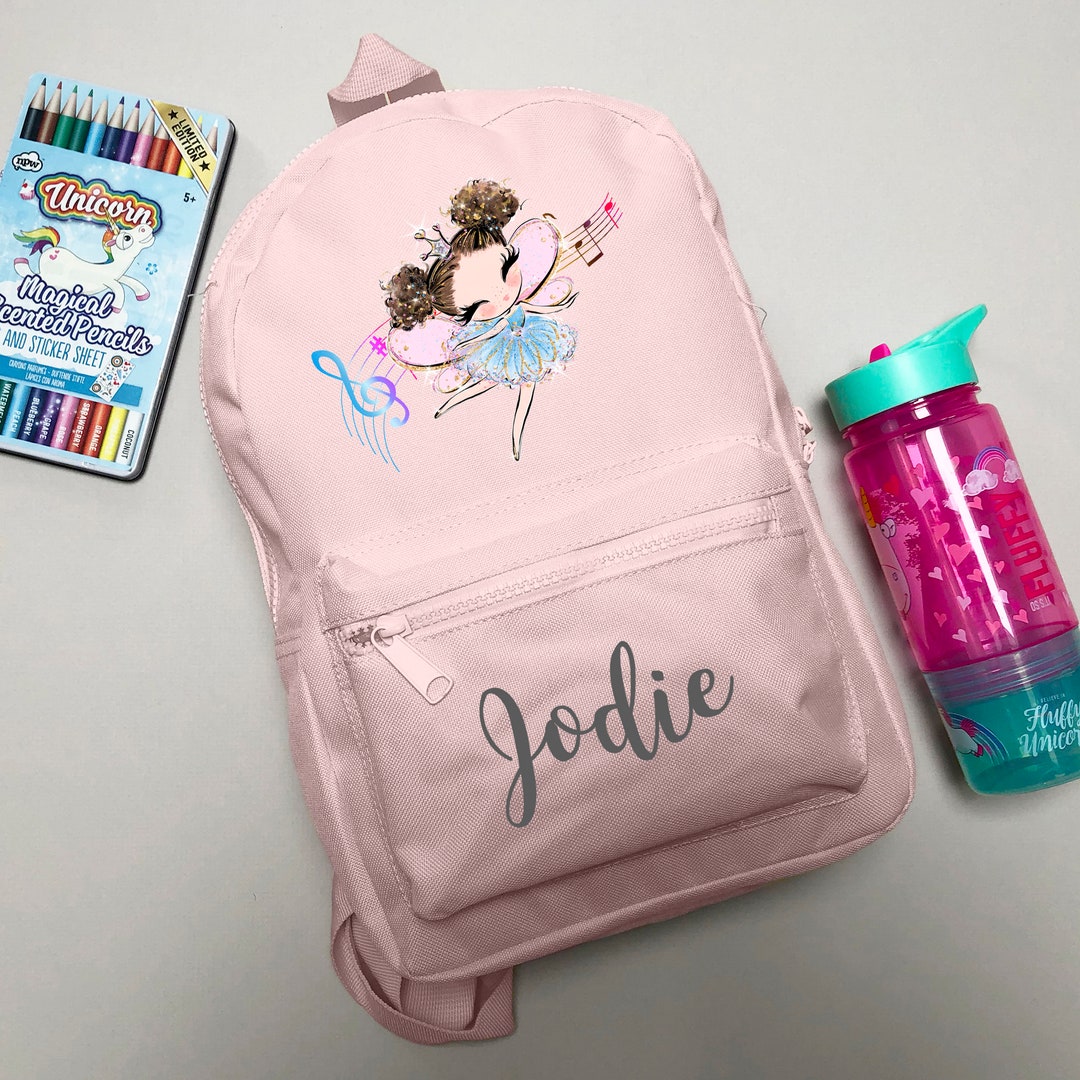 Personalised Fairy Ballerina Backpack - Any Name Kids School Rucksack ...
