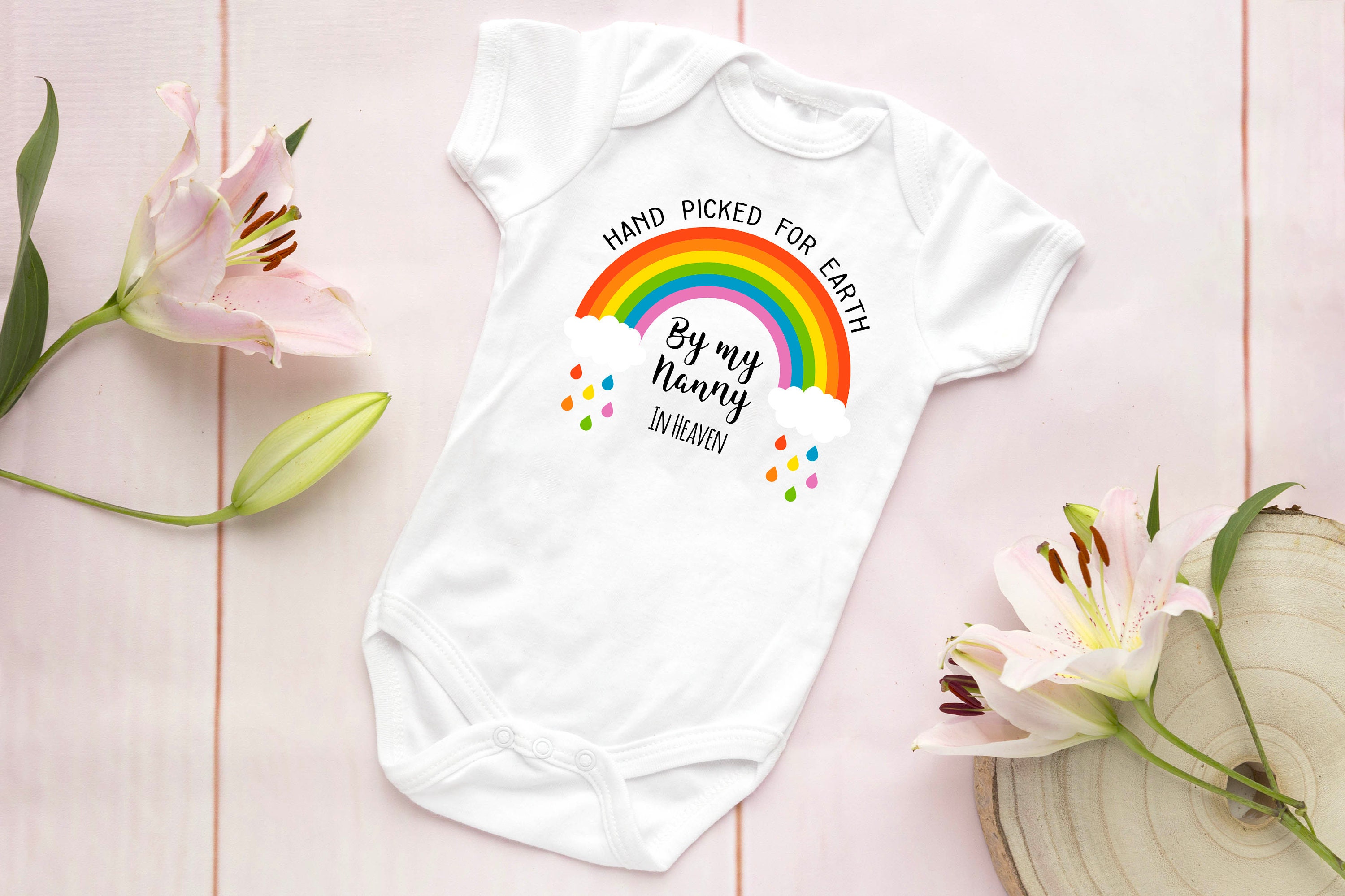 Personalised Rainbow Baby Heaven Pregnancy Announcement Vest - Etsy UK