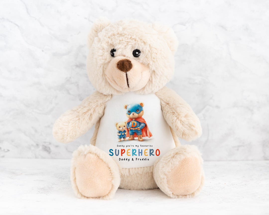 Personalised Daddy Superhero Teddy Bear - Daddy Gift - Fathers Day Bear ...
