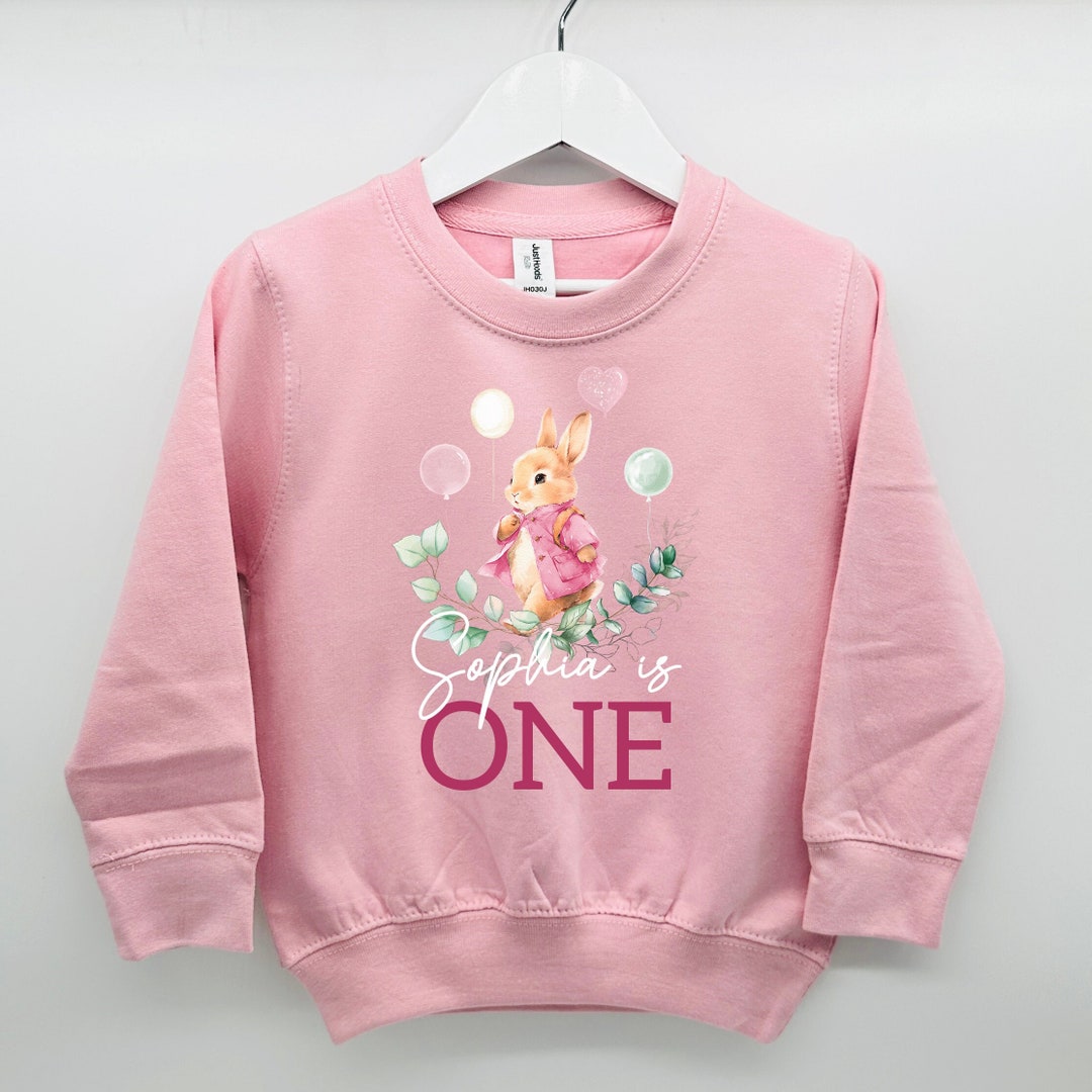 Personalised First Birthday T-shirt, 1st Birthday Outfit, Blue Rabbit ...