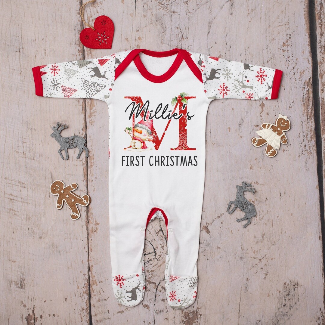 Personalised My First Christmas Sleepsuit - 1st Xmas Baby Outfit ...