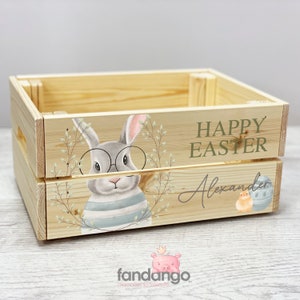 Personalised Easter Crate - Personalised Easter Box - Rabbit Design ...