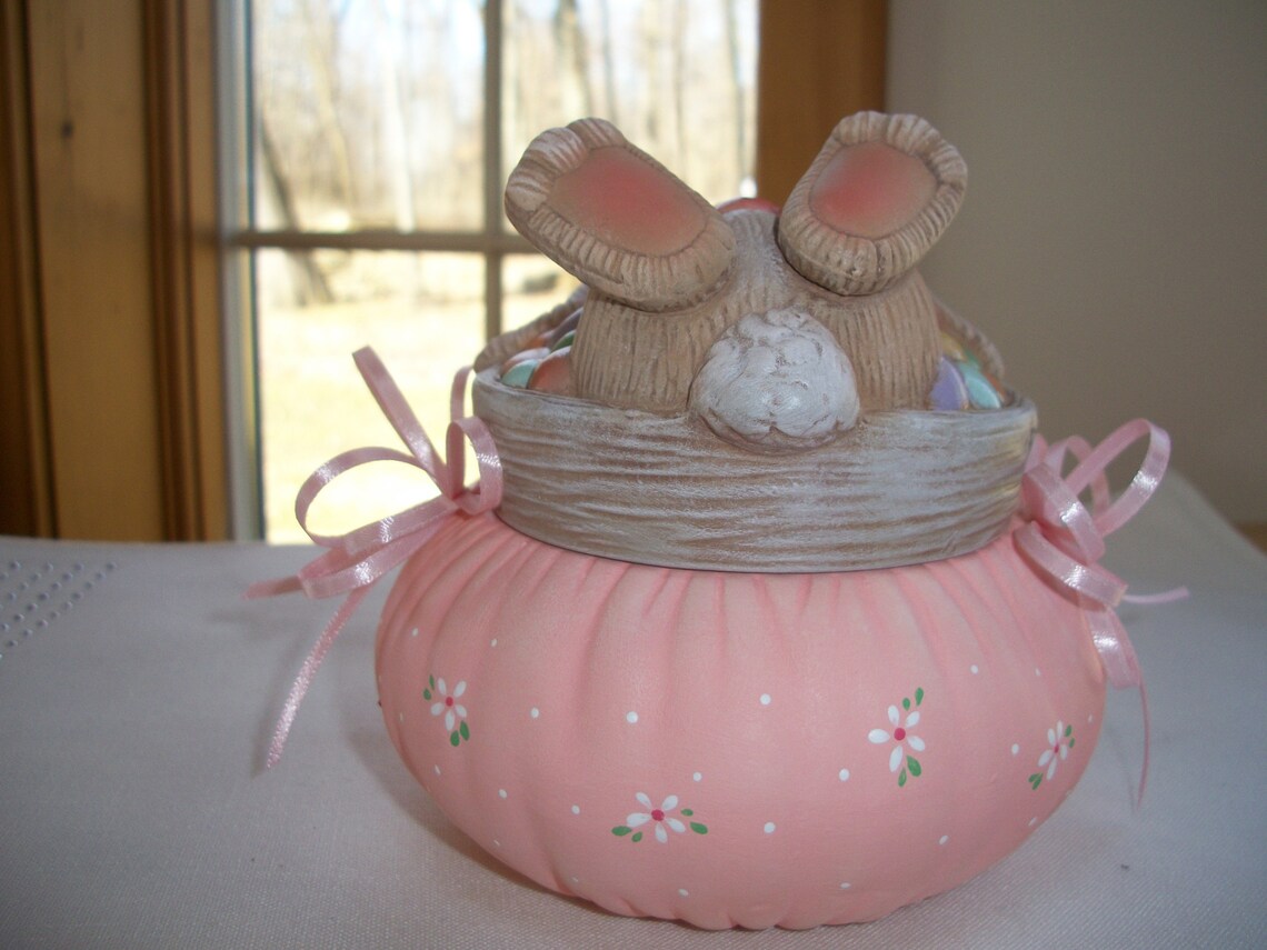 Ceramic Easter Bunny,jellybean Trinket Box,candy Dish Easter Decoration ...
