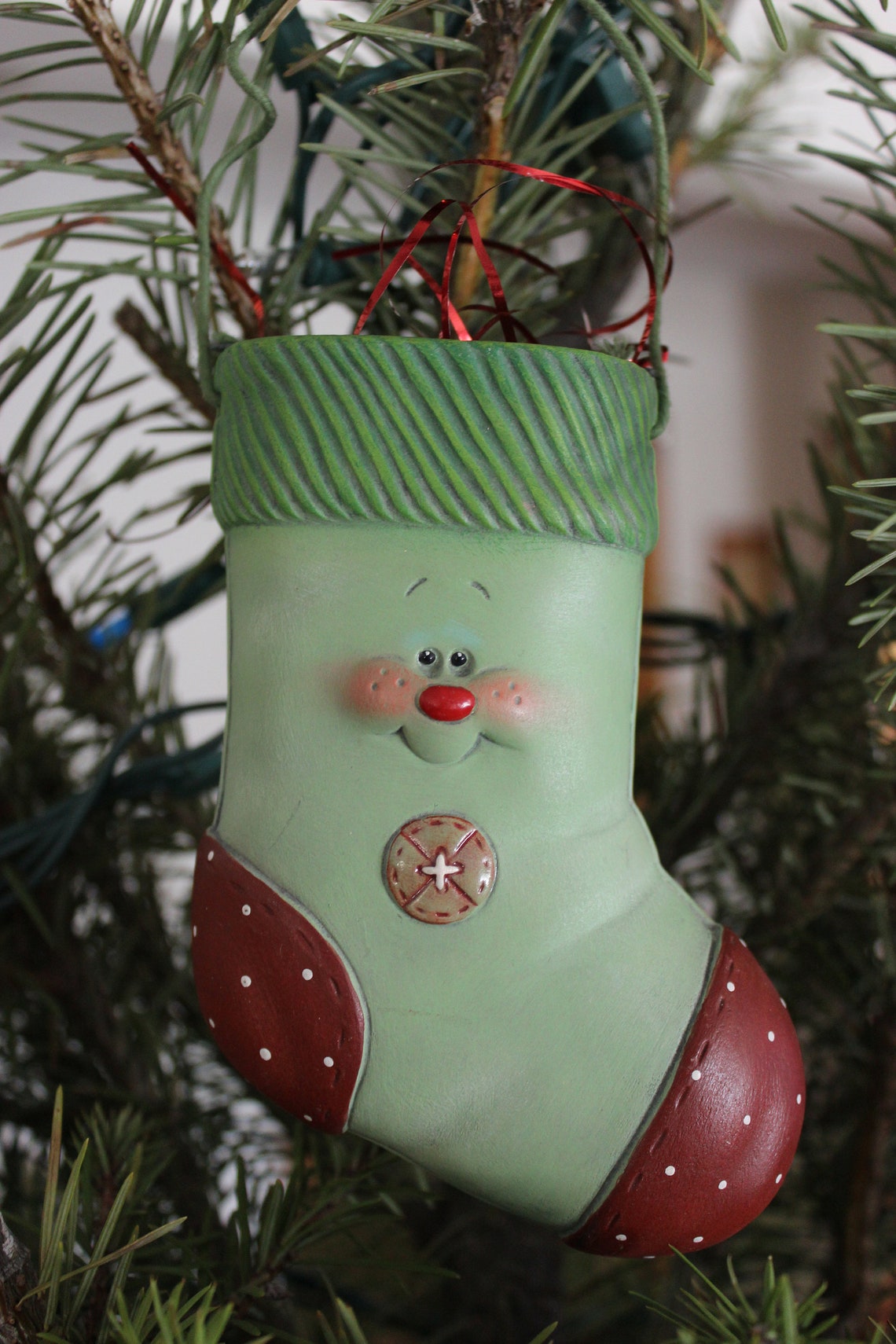 Ceramic Christmas Stocking Ornament Decoration - Etsy