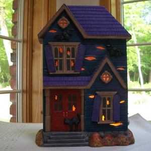 Ceramic Halloween Haunted House Lighted Halloween Decoration - Etsy