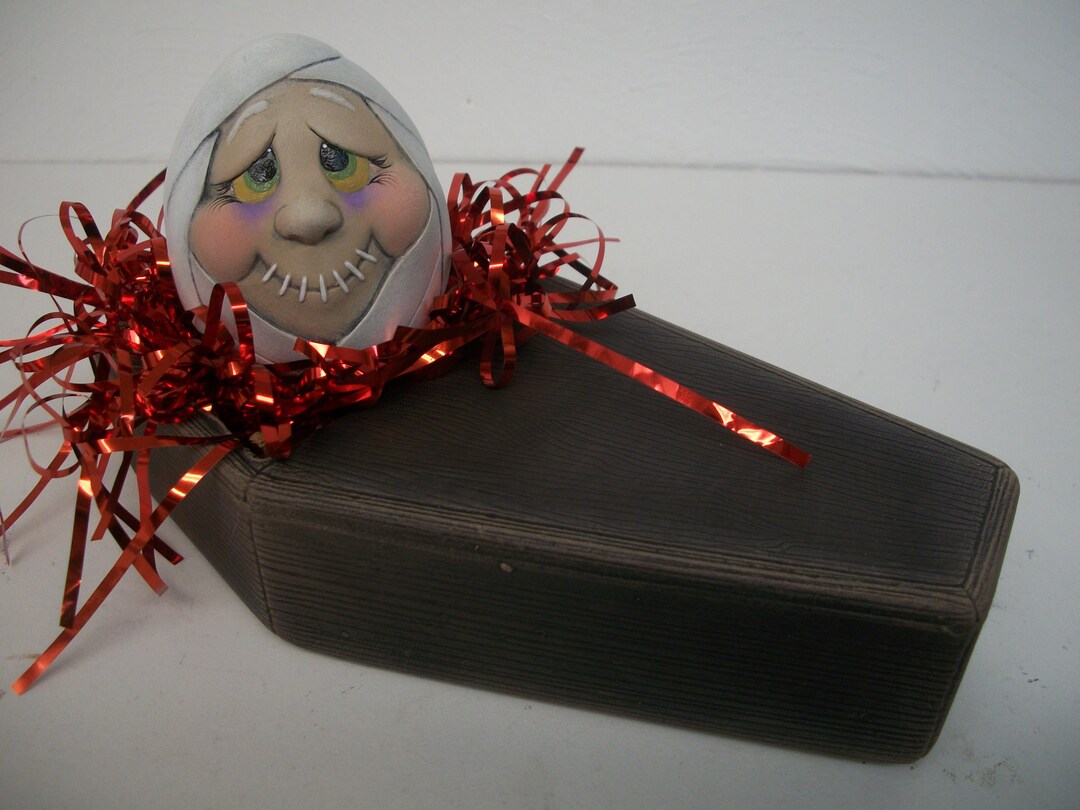 Ceramic Mummy in Casket Halloween Decoration Egg-pression - Etsy