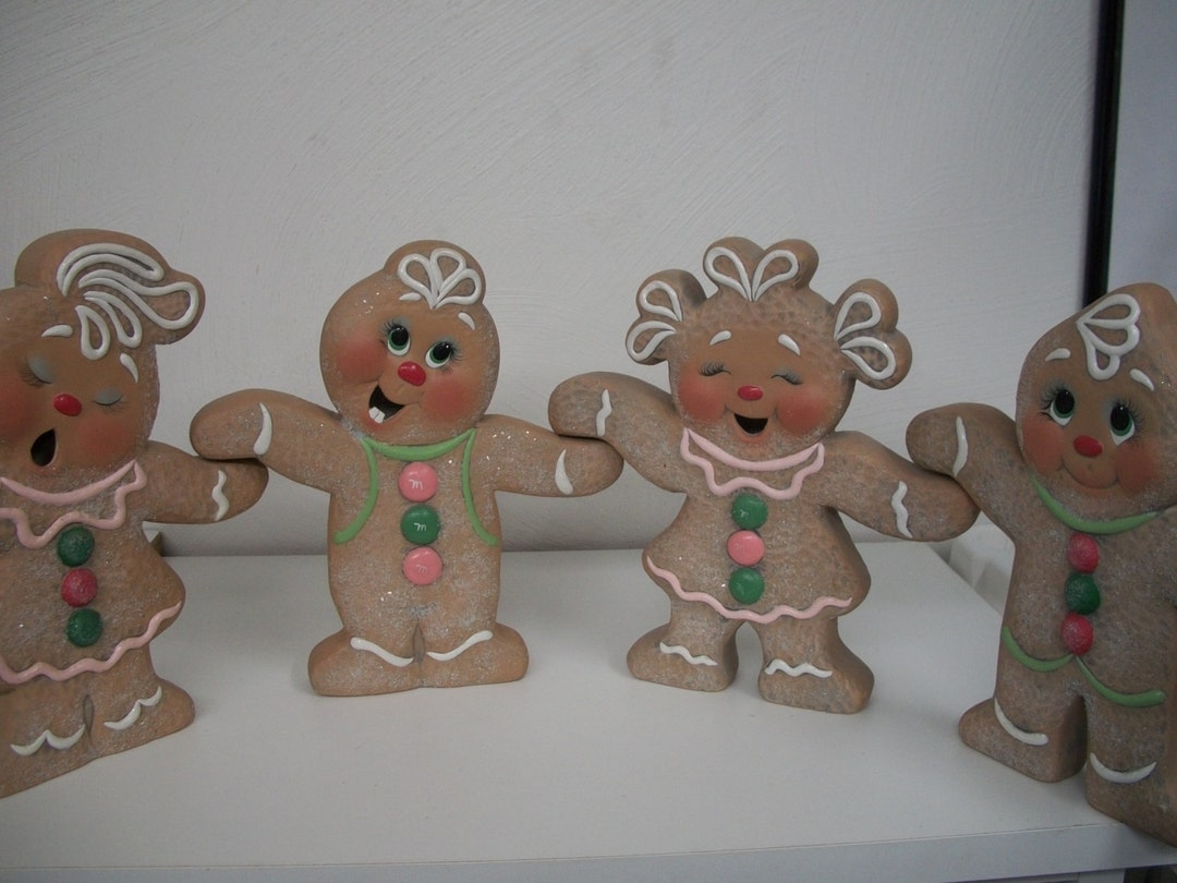 Ceramic Christmas Gingerbread Girl and Boy Hand Holding Set of 4 - Etsy