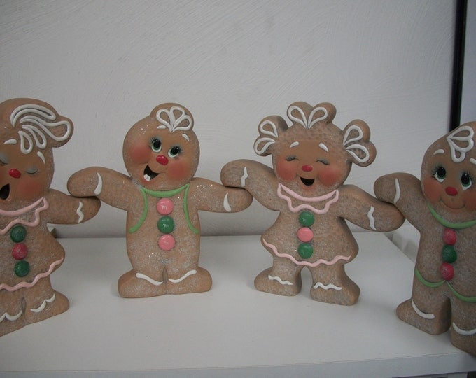 Ceramic Christmas Gingerbread Girl and Boy Hand Holding Set of - Etsy