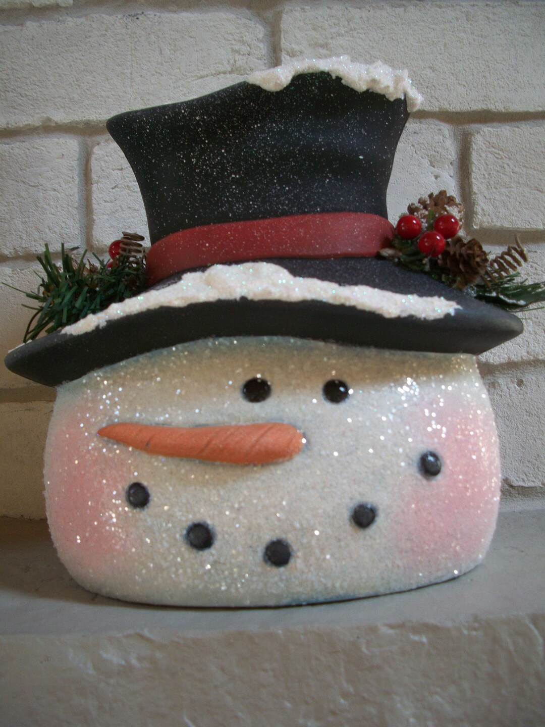 Ceramic Glitter Snowman Christmas Decoration - Etsy