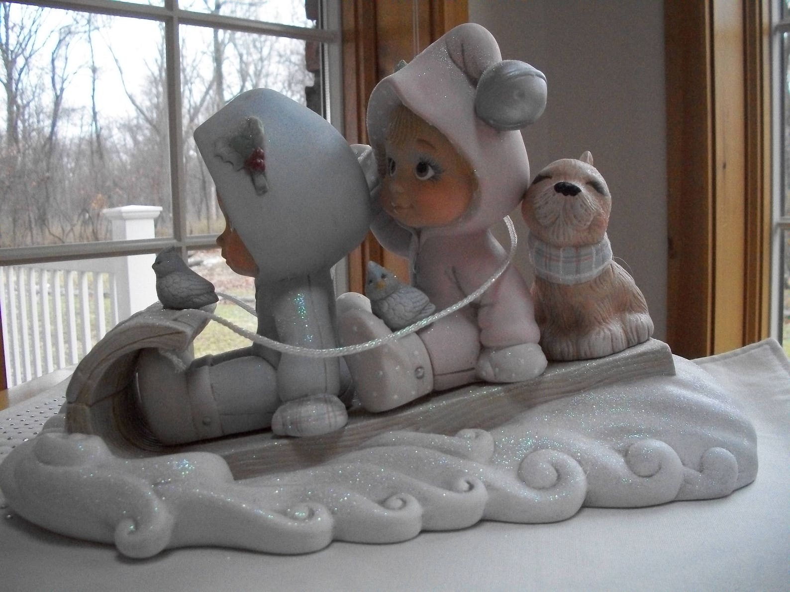 Ceramic Christmas Decoration Snow Tots and Puppy Tobogganing - Etsy