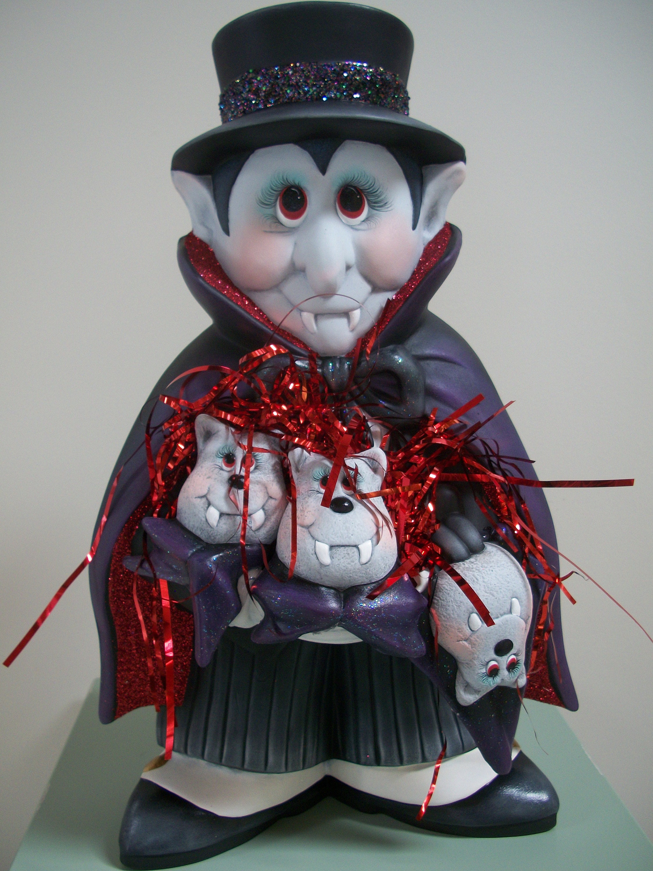 Ceramic Halloween Decoration Vampiredracula Holding Bats | Etsy UK