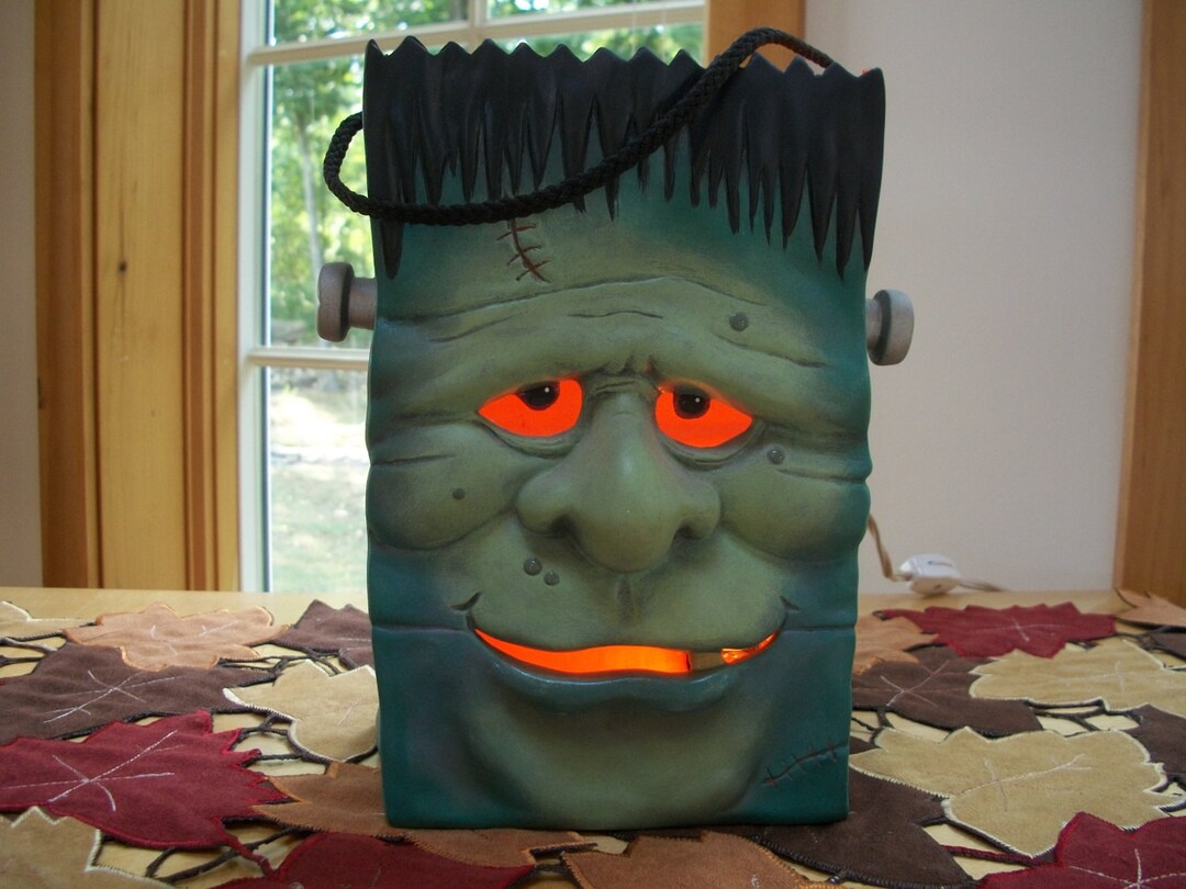 Ceramic Halloween Frankenstein Lighted Monster Bag Halloween Decor - Etsy