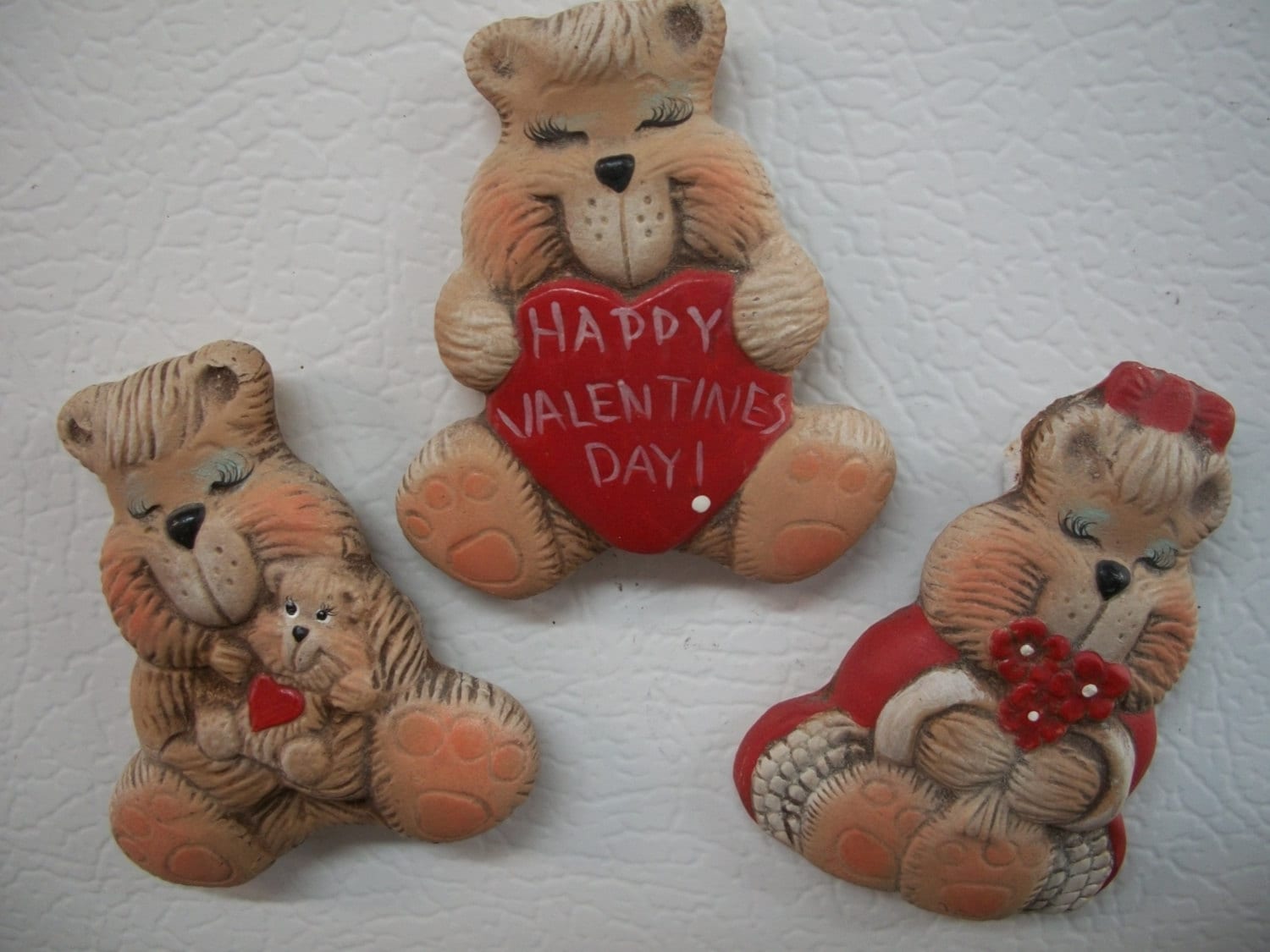 Ceramic Valentine Bear Refrigerator Magnets Set of Three - Etsy