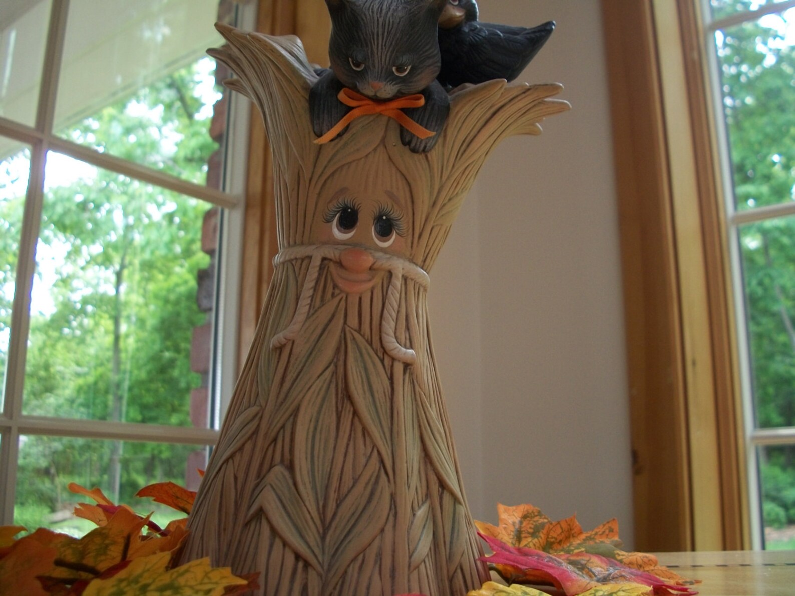 Ceramic Halloween Fall Corn Shock With Halloween Kitty and Crow - Etsy