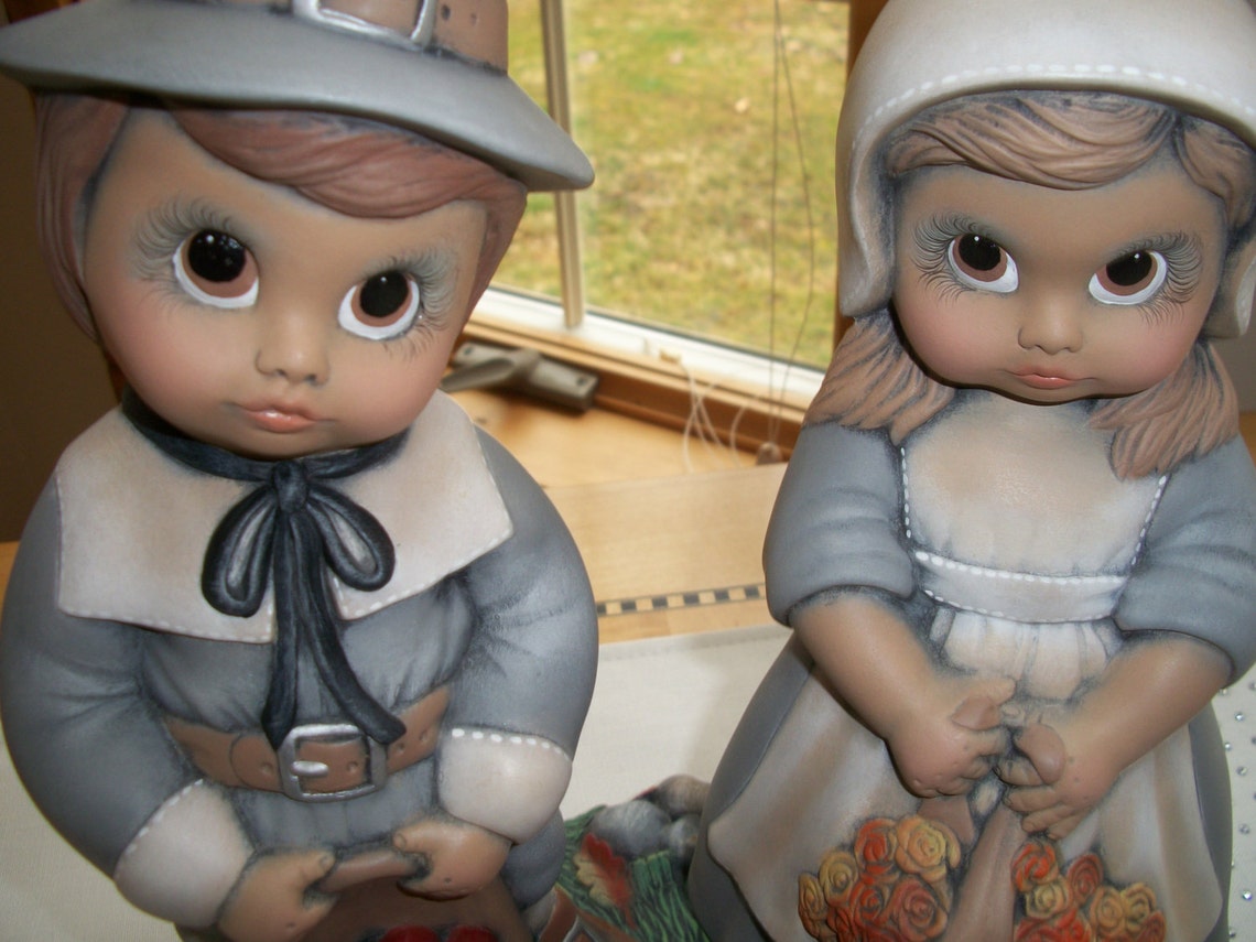 Ceramic Thanksgiving Pilgrims,turkey Complete Set Thanksgiving ...