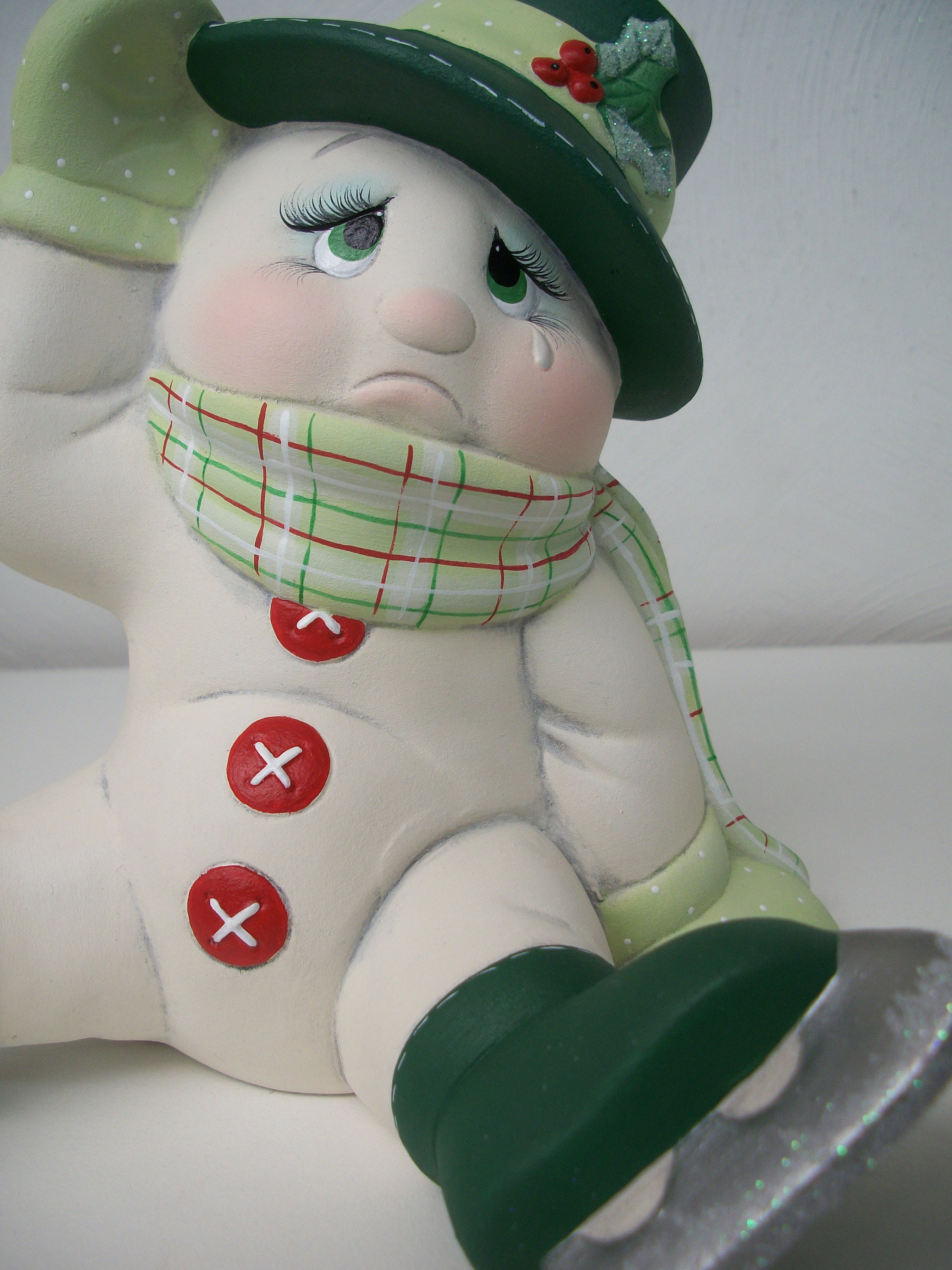 Ceramic Snowman Crying Ice Skater Christmas Decoration - Etsy