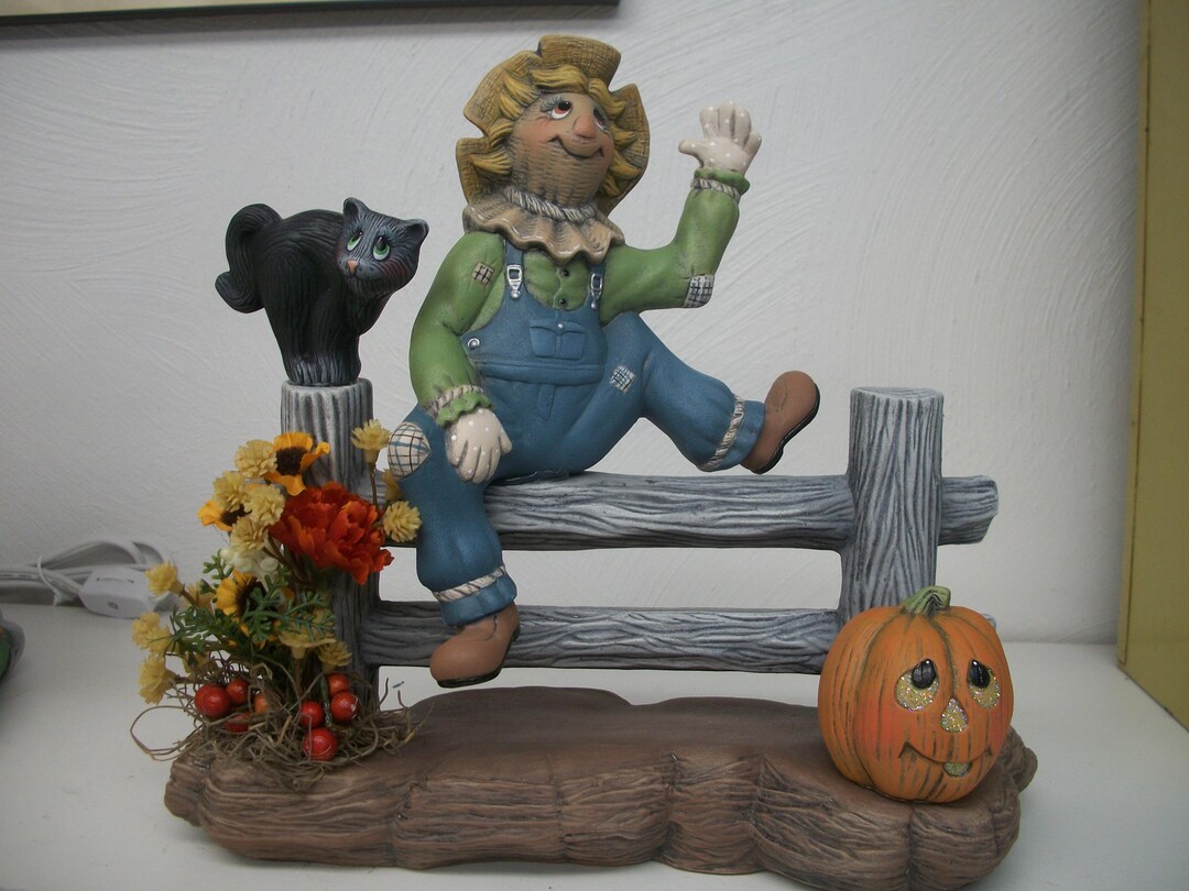 Ceramic Halloween Scarecrow Decoration - Etsy