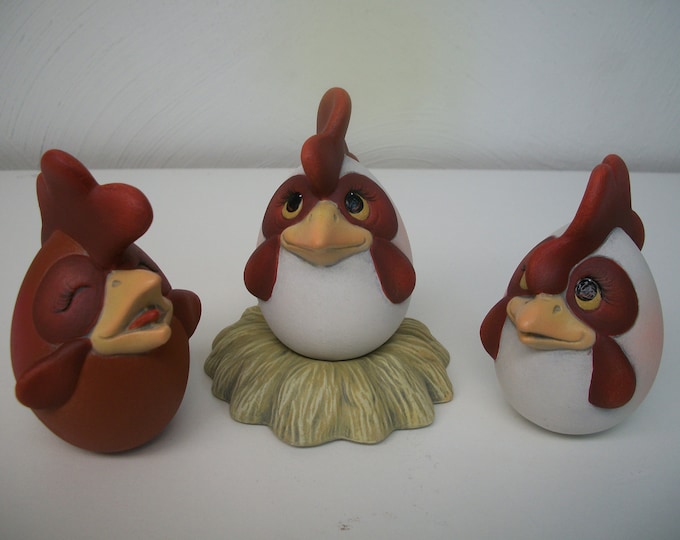 Ceramic Chicken Egg Character Egg Pressions Chickens Set of - Etsy