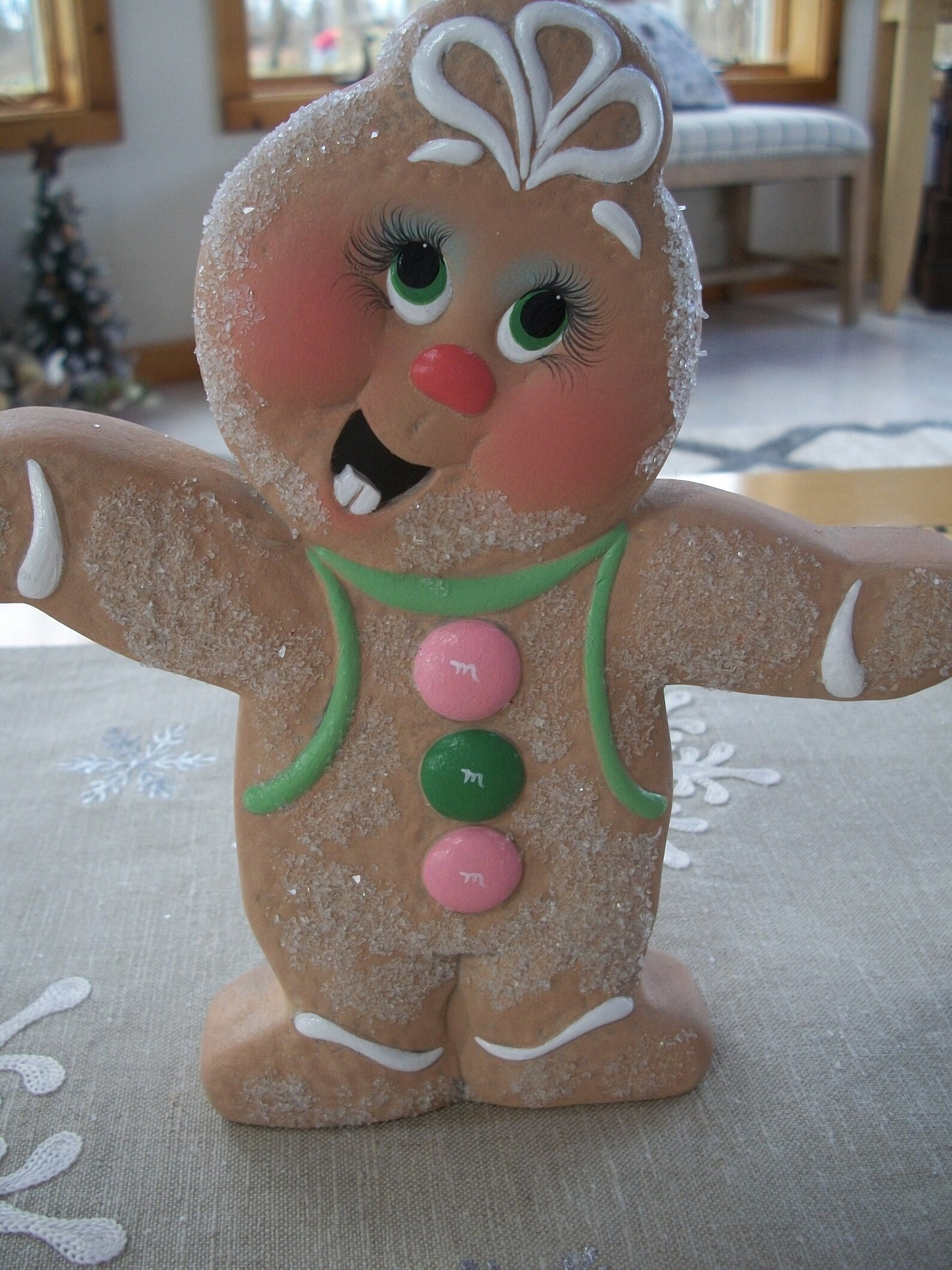 Ceramic Christmas Gingerbread girl and boy hand holding set of | Etsy