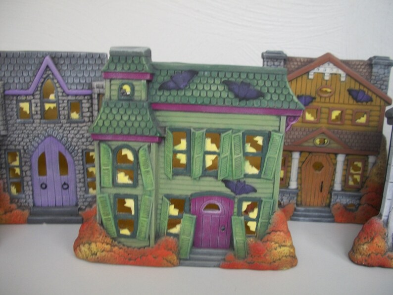 Ceramic Halloween Haunted Houses Votive Village Set of Six - Etsy