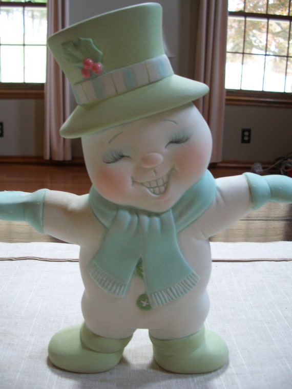 Ceramic Snowman hand holding two sided Christmas Decoration | Etsy