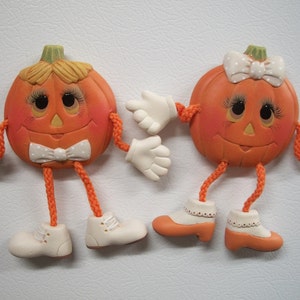 Ceramic Halloween,fall Pumpkin Lady Poseable Refrigerator Magnet ...
